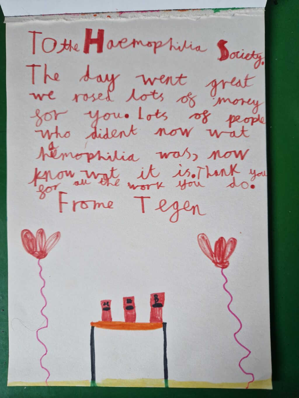 Tegen teaches school friends about haemophilia | The Haemophilia Society